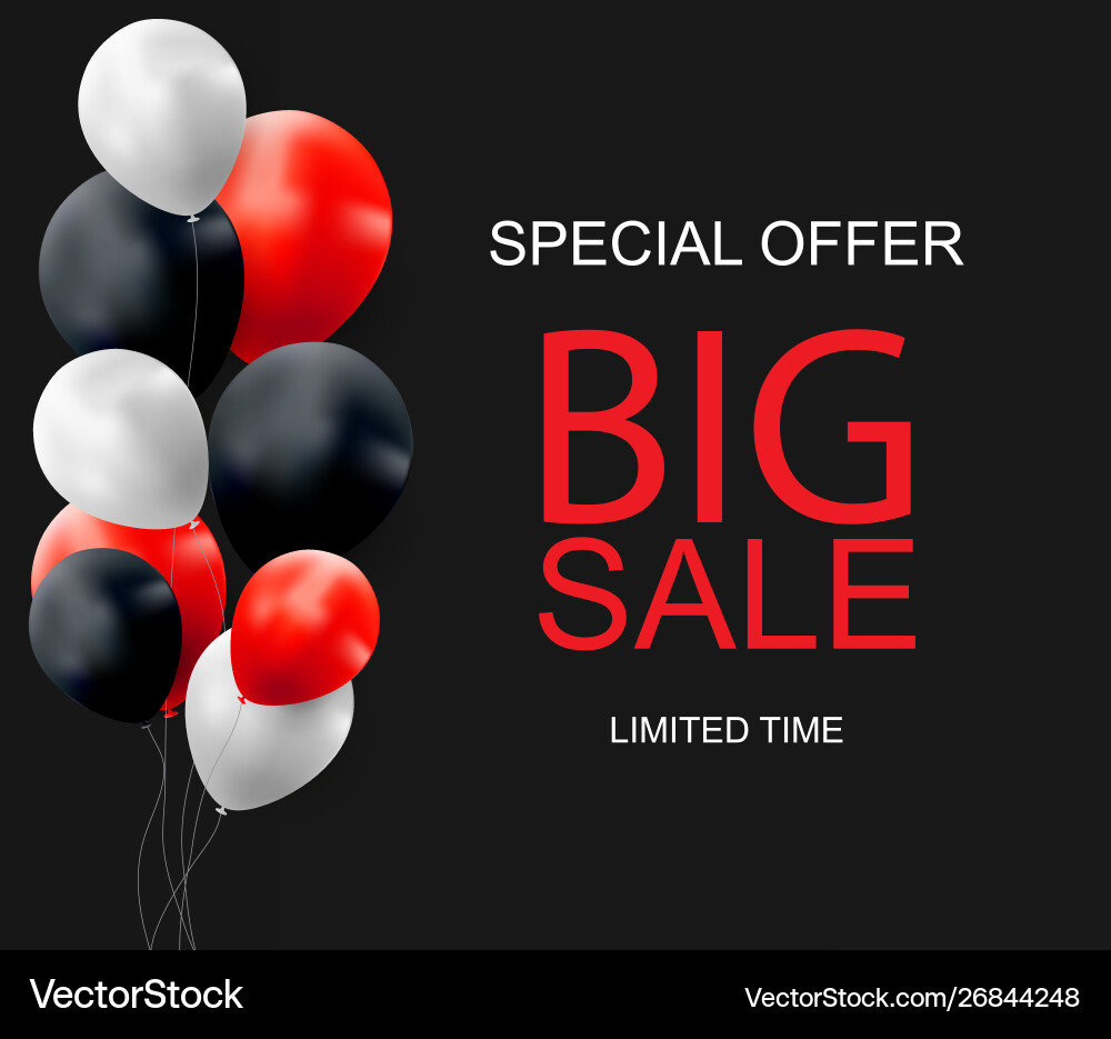 Sale banner with floating balloons Royalty Free Vector Image