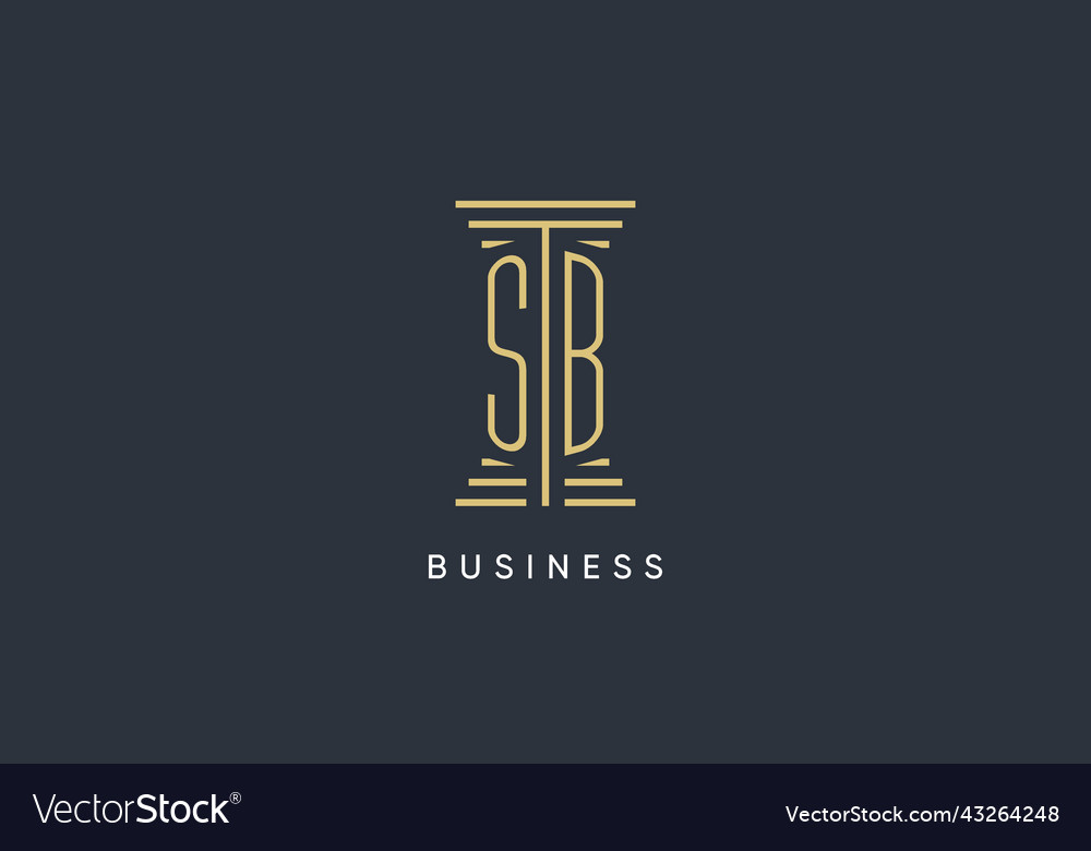 Sb initial monogram with pillar shape logo design Vector Image