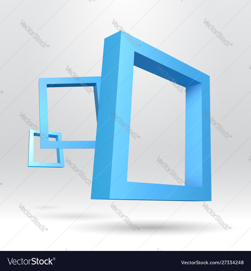 Three blue rectangular 3d frames Royalty Free Vector Image