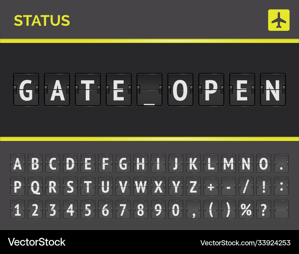 Airport flight status board banner with Royalty Free Vector