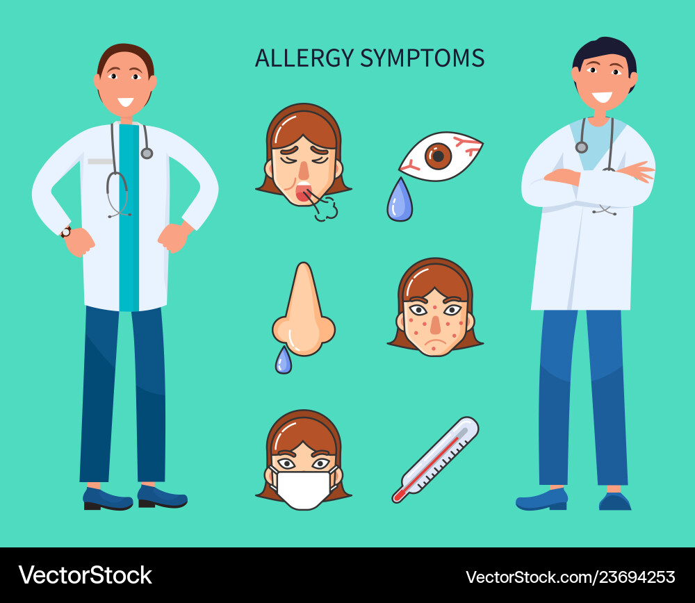 Allergy symptoms patient sneezing and crying Vector Image