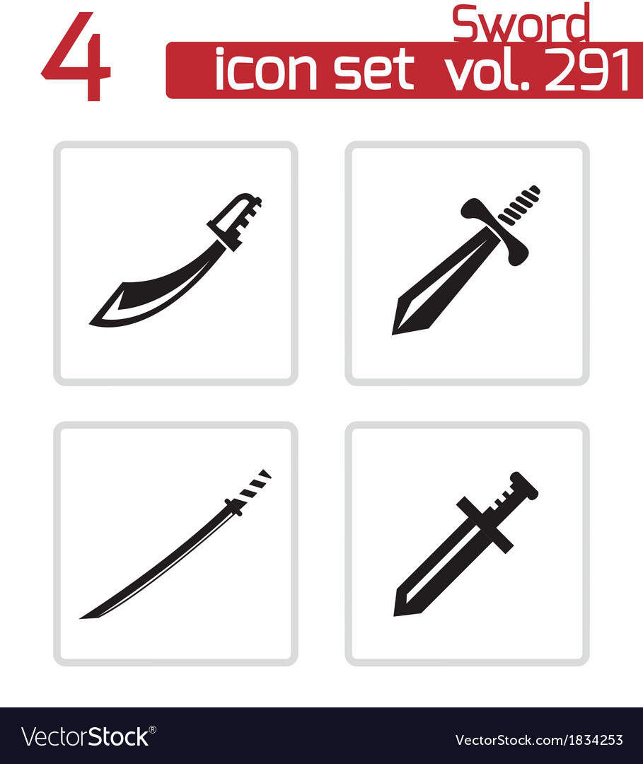 Black sword icons set Royalty Free Vector Image