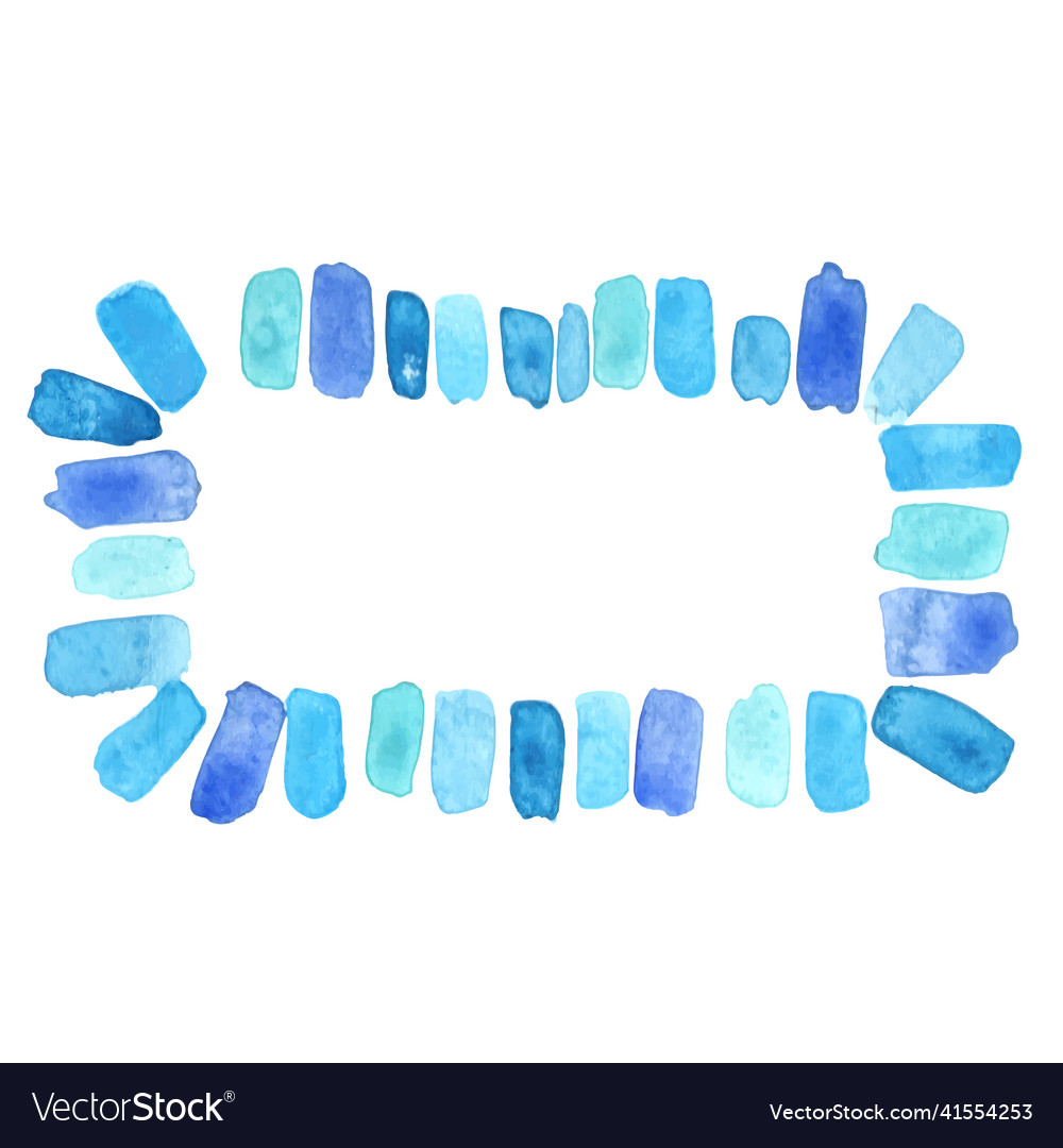 Blue color brush stroke circle frame watercolor Vector Image