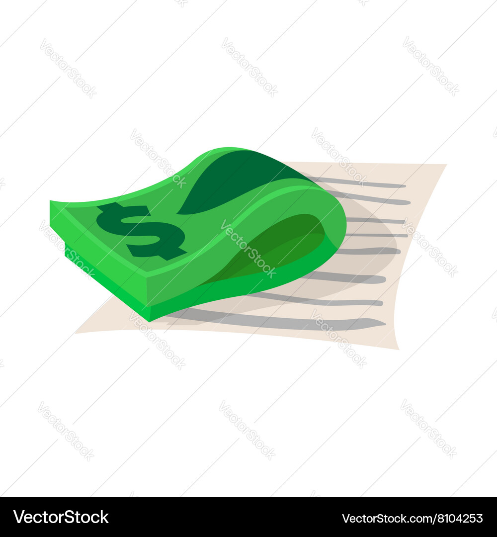 Contract with stack of dollars icon cartoon style Vector Image