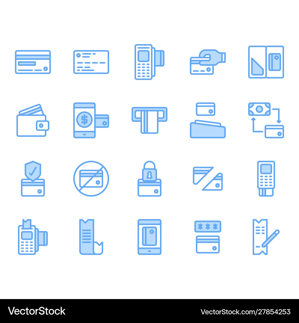 Credit card symbol icon set Royalty Free Vector Image
