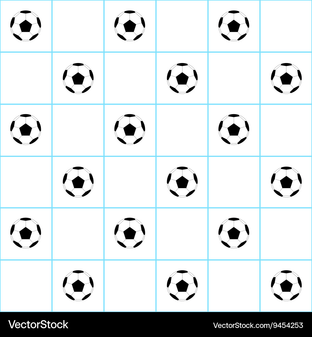 Football ball blue grid white background Vector Image