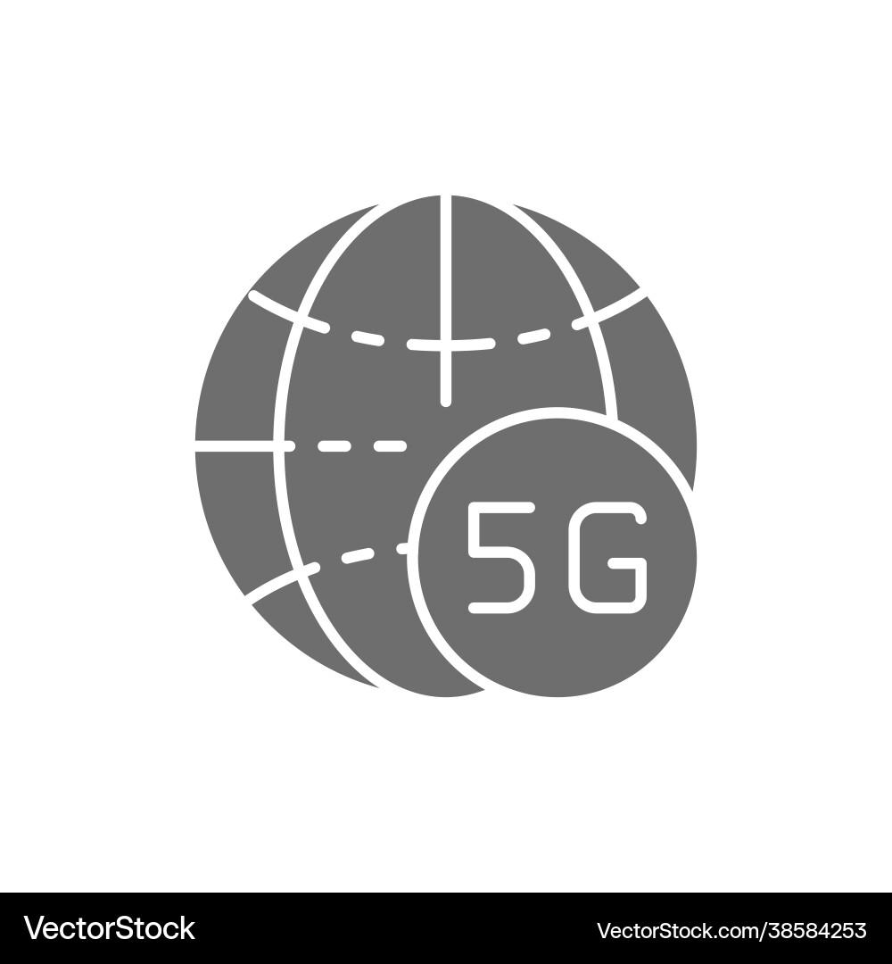 Global 5g internet grey icon isolated on white Vector Image