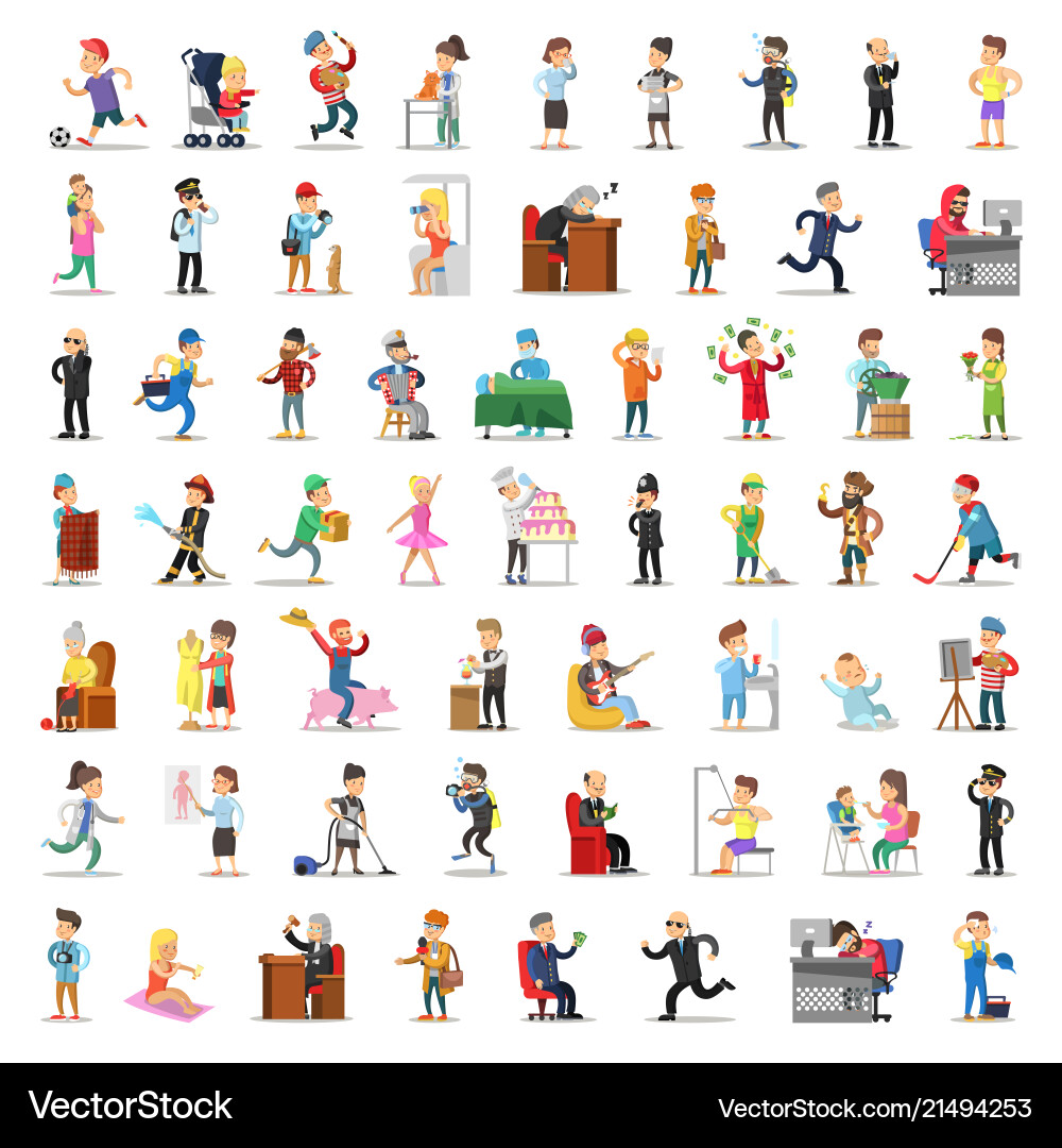 People characters collection cartoon set Vector Image
