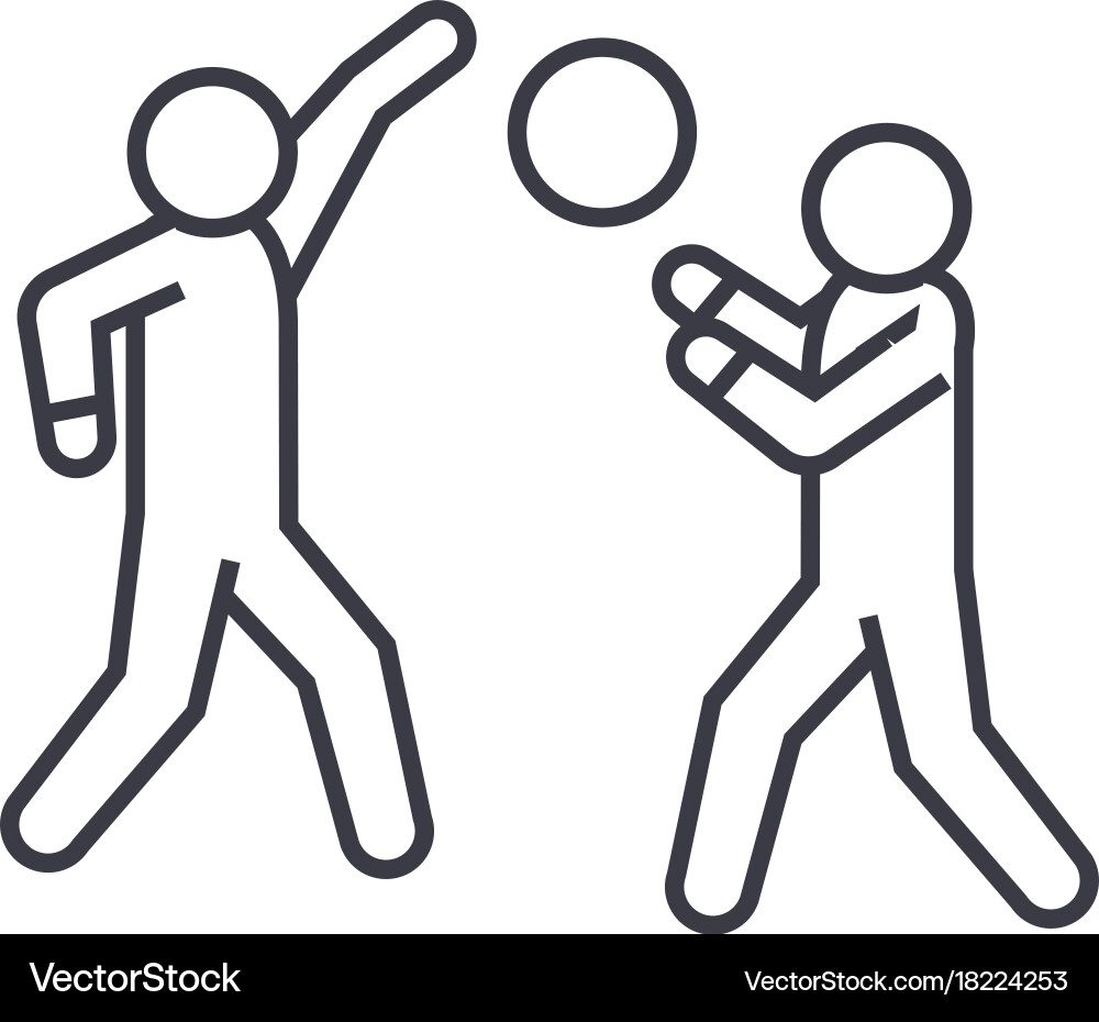 Playing basketball linear icon sign symbol Vector Image