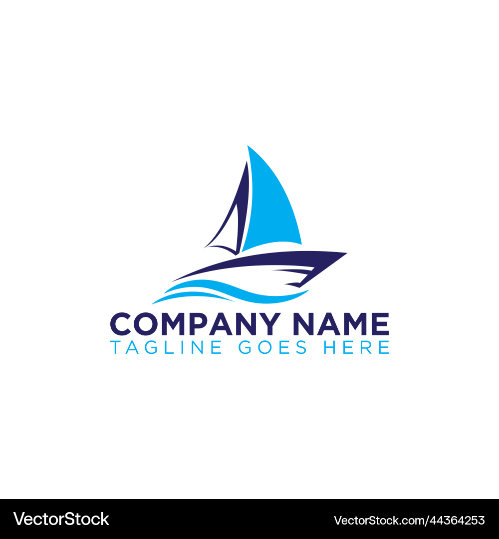 Sailing ship boat logo icon with water wave Vector Image