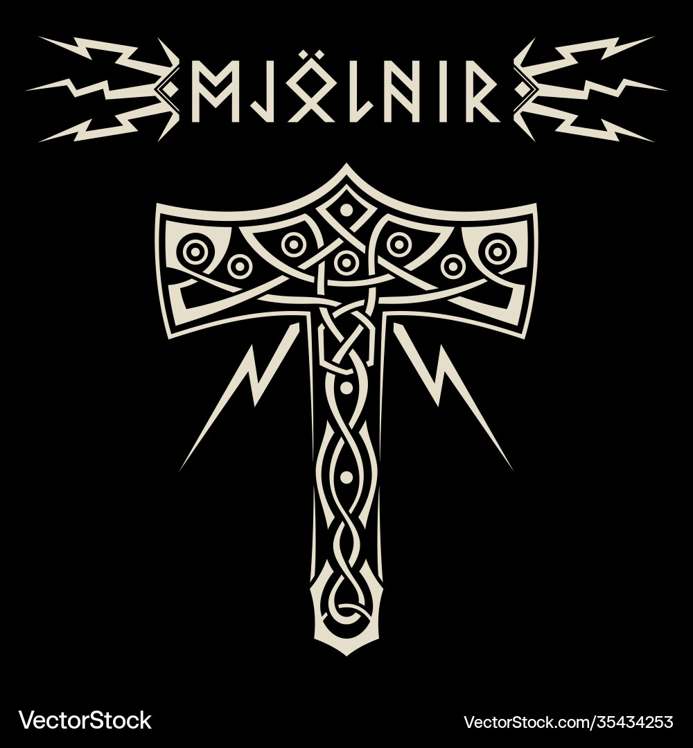 Scandinavian design thors hammer - mjolnir and Vector Image