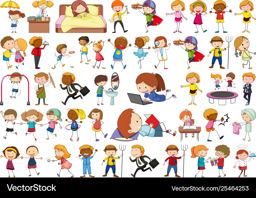 Set doodle character Royalty Free Vector Image