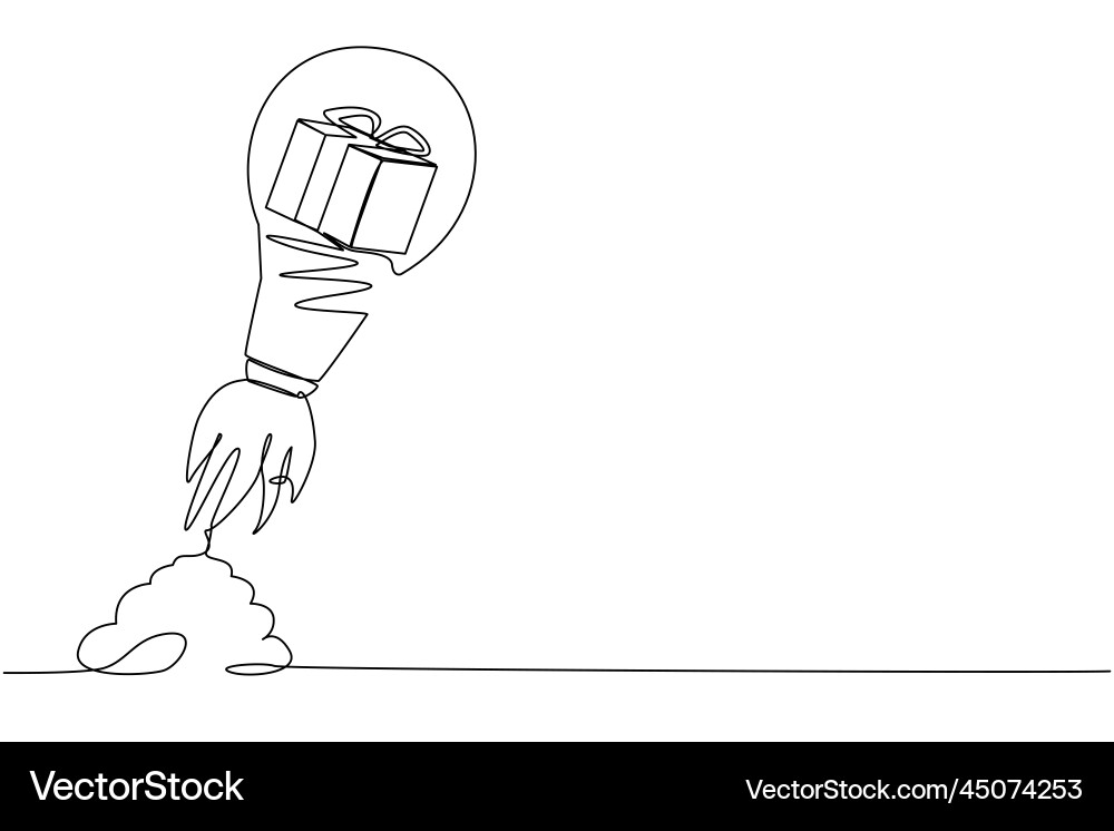 Single one line drawing of gift box launching Vector Image