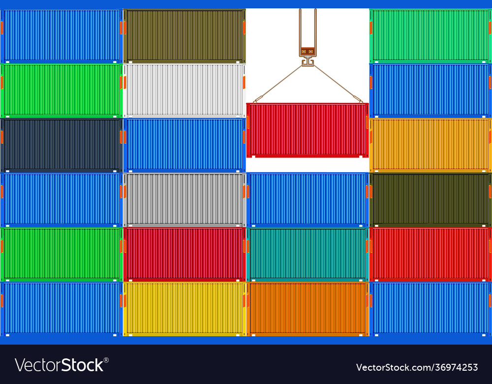 Stack metal shipping cargo containers Royalty Free Vector