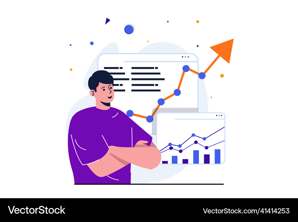 Stock market modern flat concept for web banner Vector Image