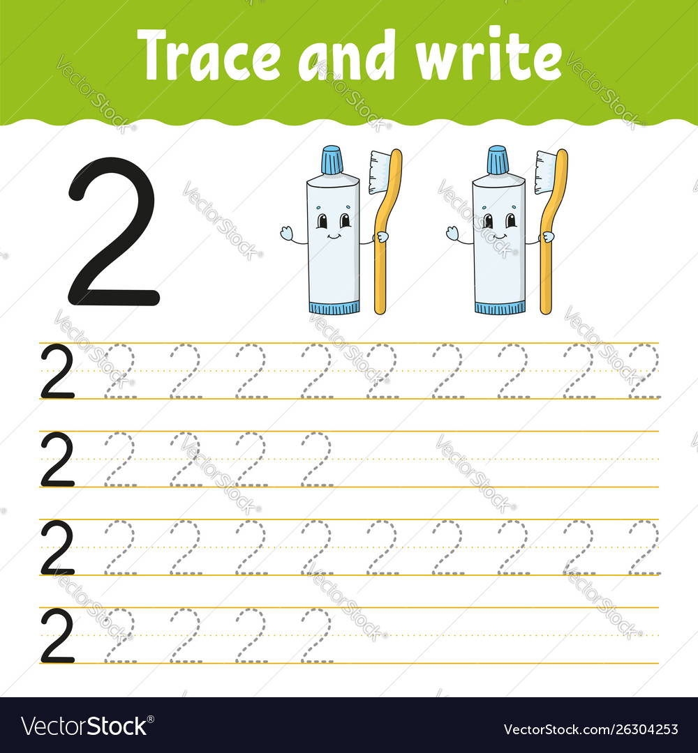 Trace and write handwriting practice learning Vector Image