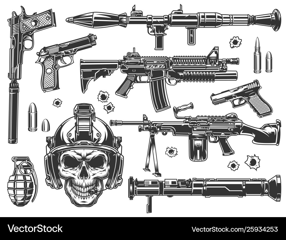 Vintage military and army elements set Royalty Free Vector