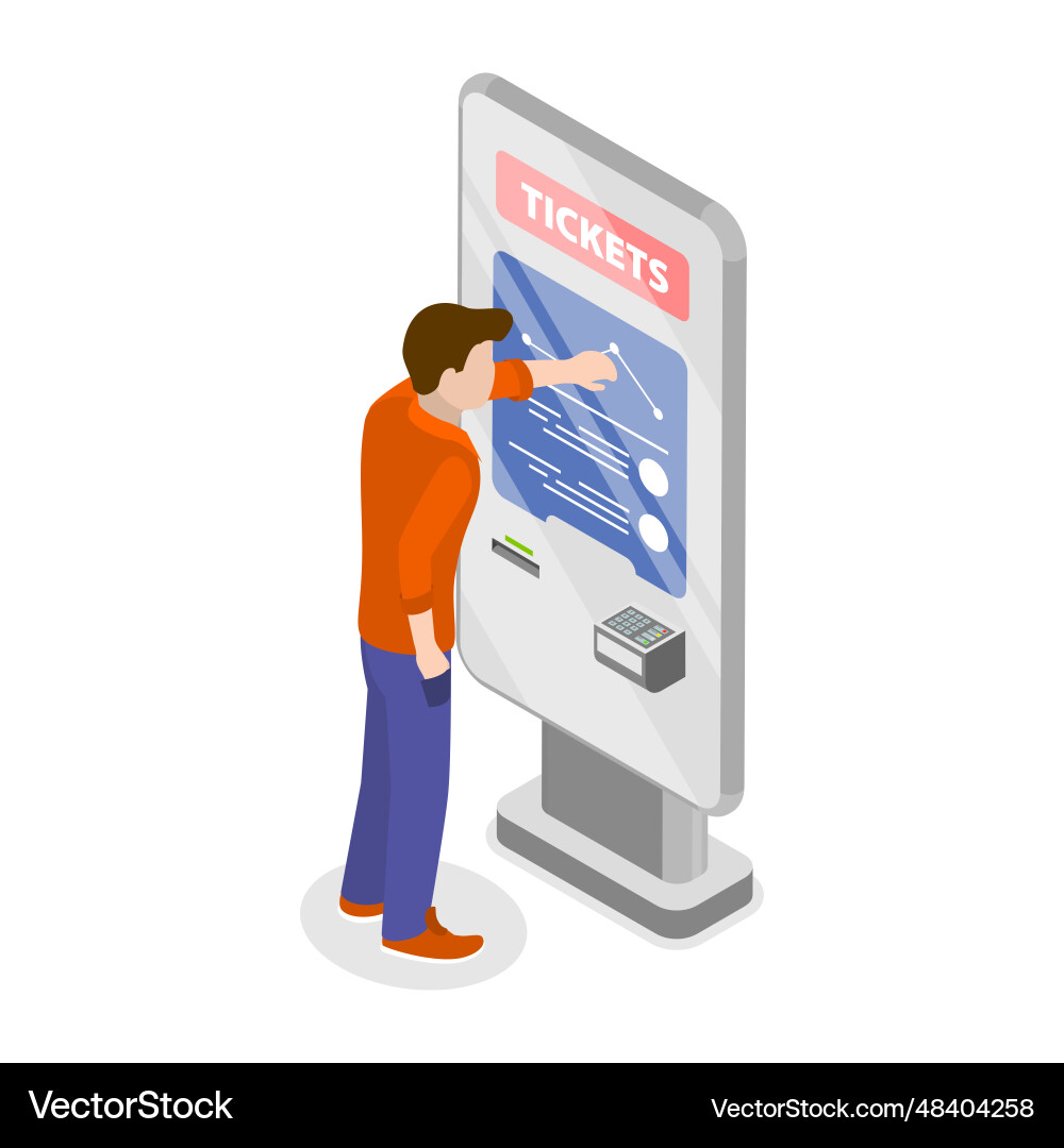 3d isometric flat set of ticket kiosks Royalty Free Vector
