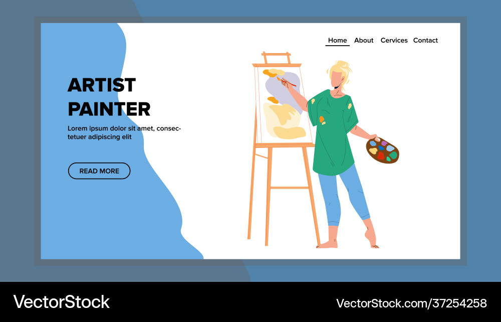 Artist painter drawing picture on canvas Vector Image