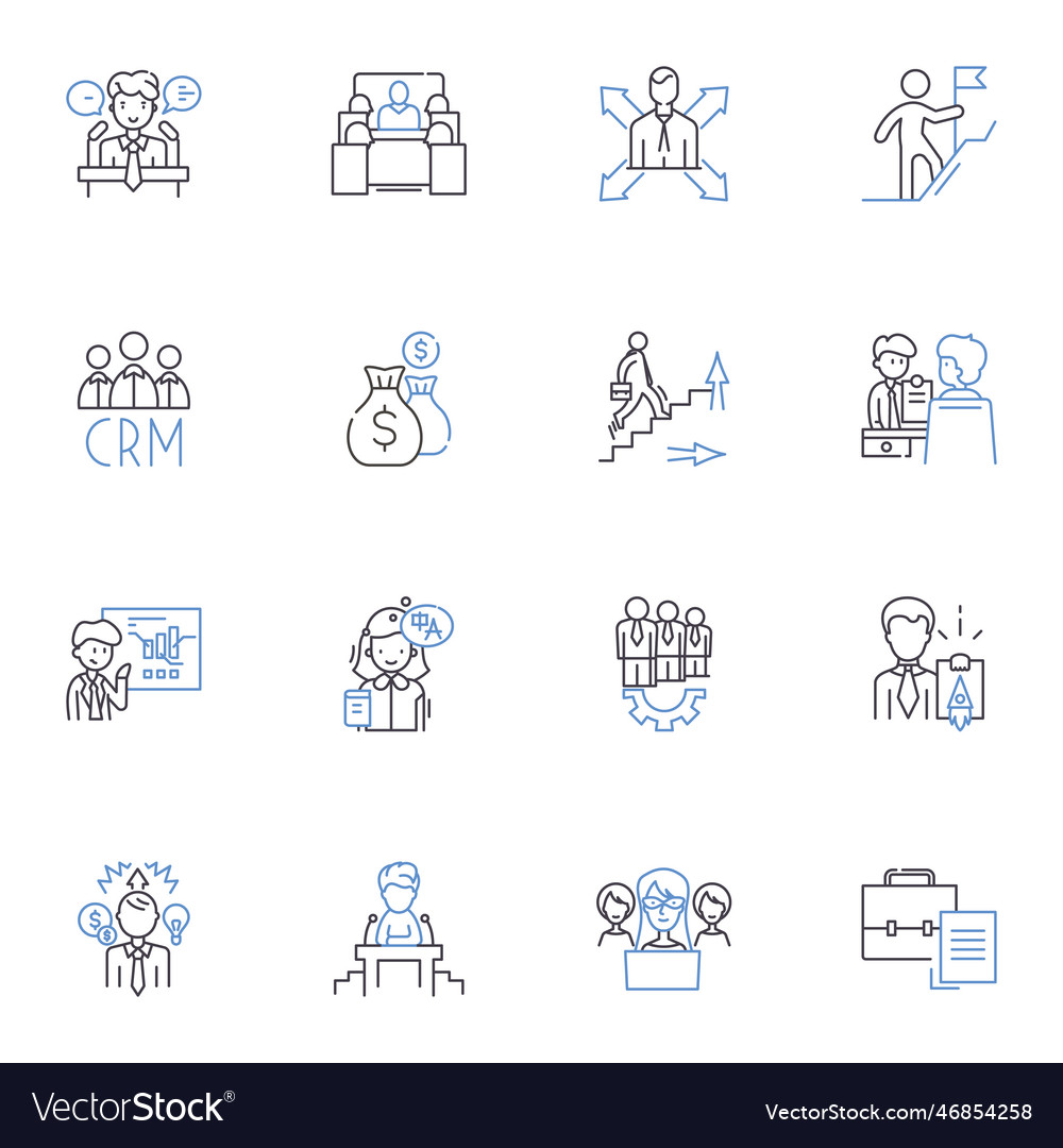 Commander and occupation line icons collection Vector Image