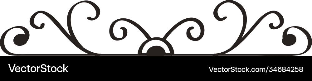 Decorative swirl divider monochrome icon Vector Image