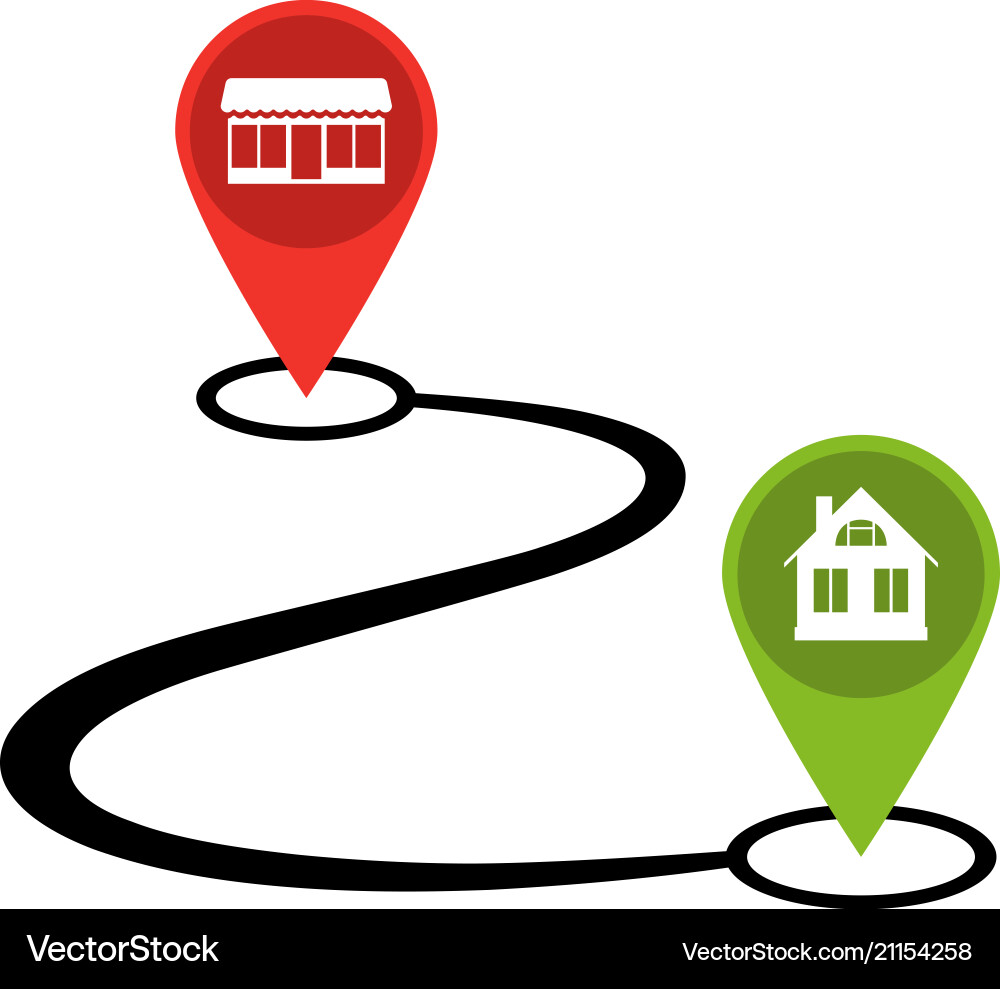 Design path from shop to home icon Royalty Free Vector Image
