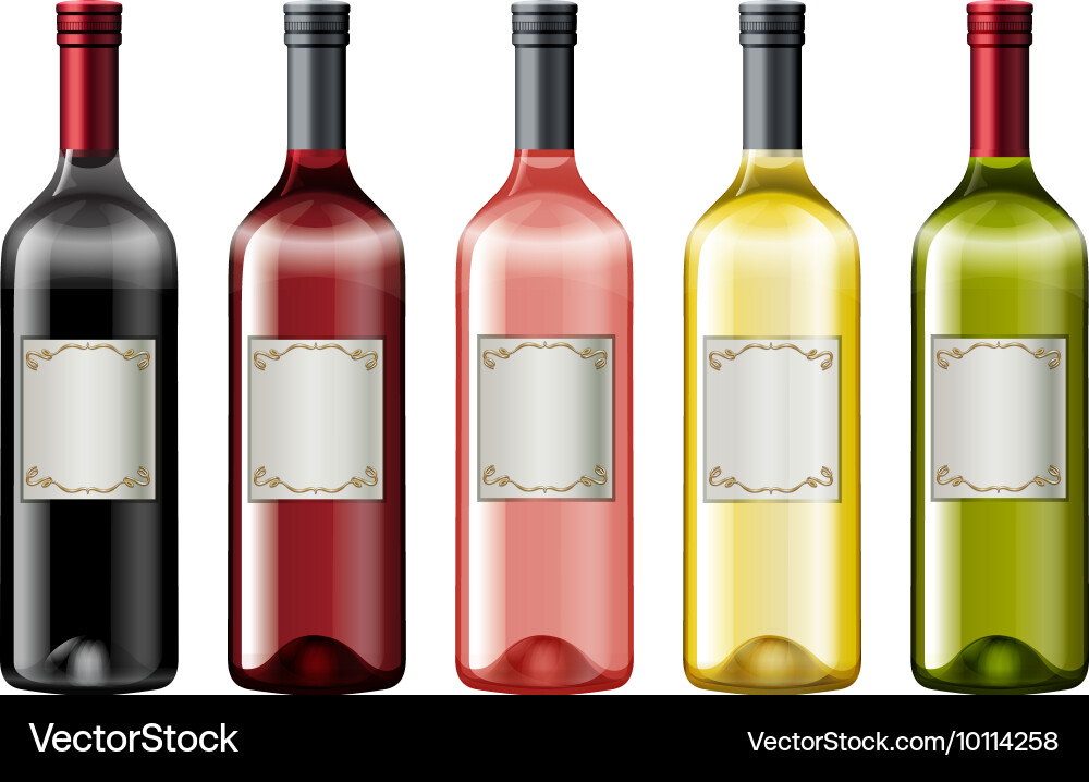 Different colors of wine bottles Royalty Free Vector Image