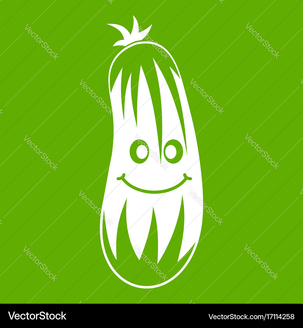 Fresh smiling cucumber icon green Royalty Free Vector Image