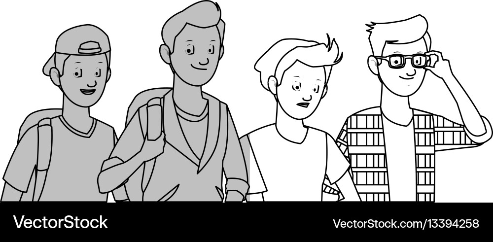 Group of handsome cool young men icon image Vector Image
