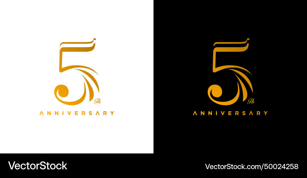 Modern and elegant number 5 logo design Royalty Free Vector