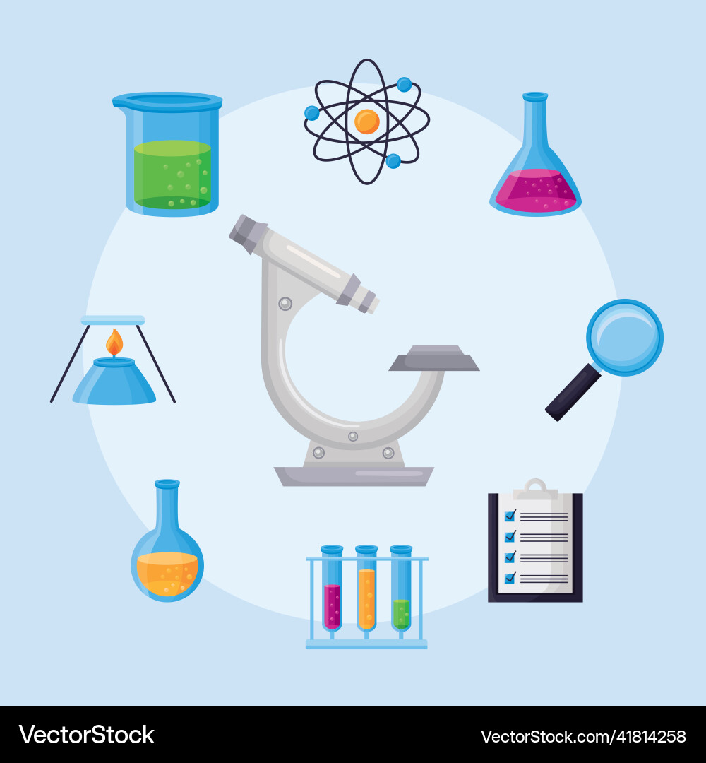 Nine chemistry lab icons Royalty Free Vector Image