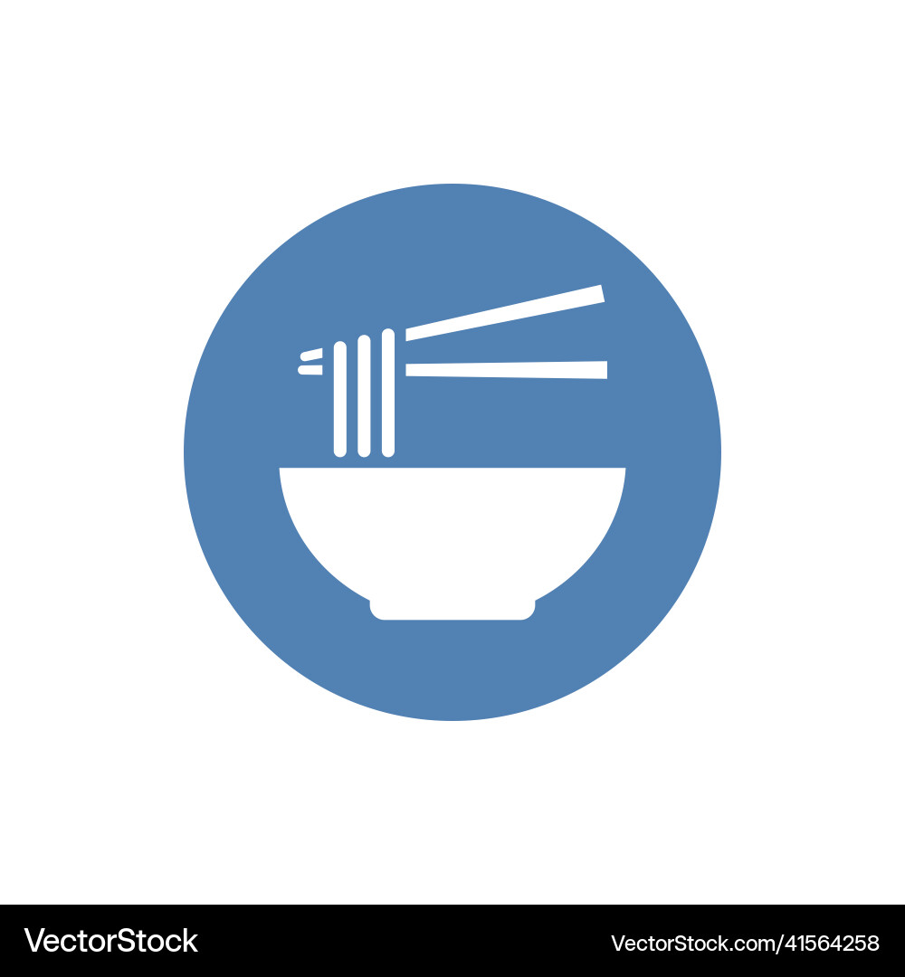 Noodle bowl with chopsticks icon simple Royalty Free Vector