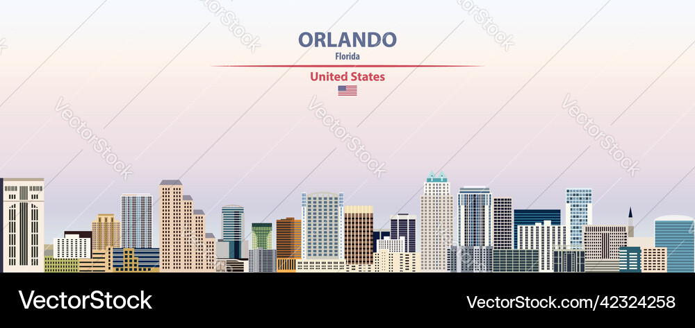 Orlando cityscape on sunset sky background Vector Image