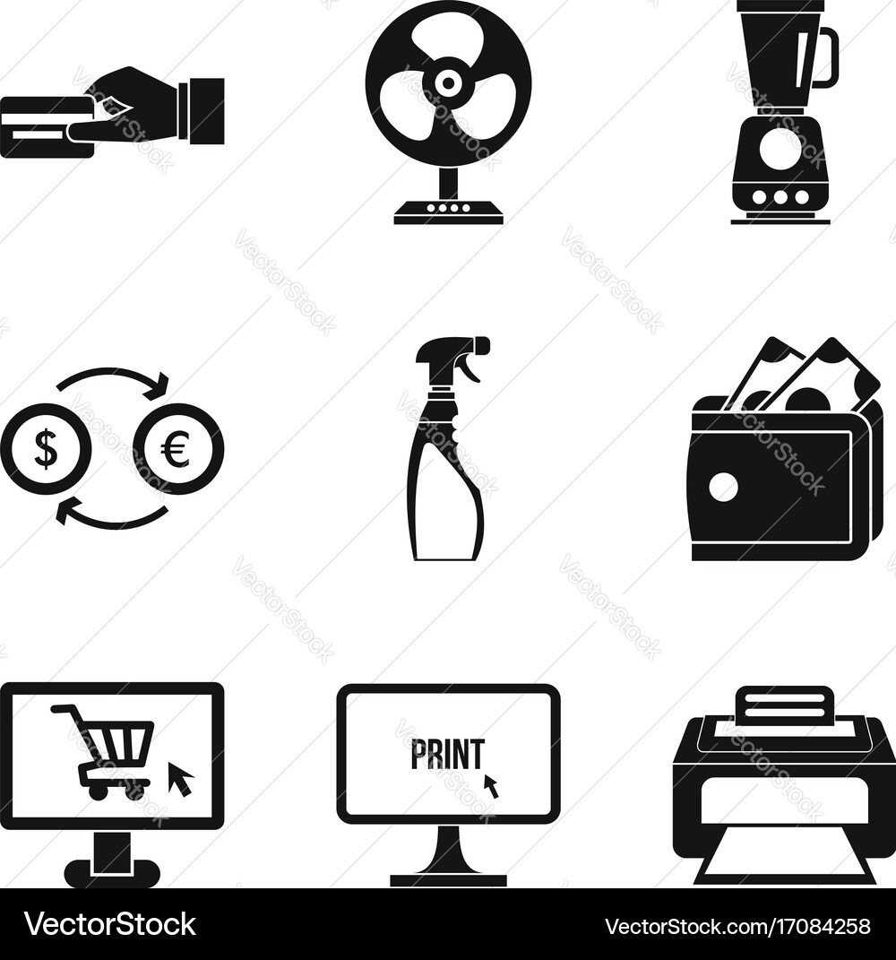 Paid services icons set simple style Royalty Free Vector