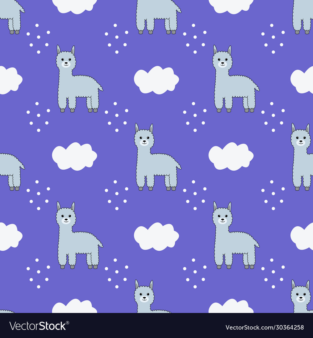 Seamless pattern with llamas alpacas Royalty Free Vector