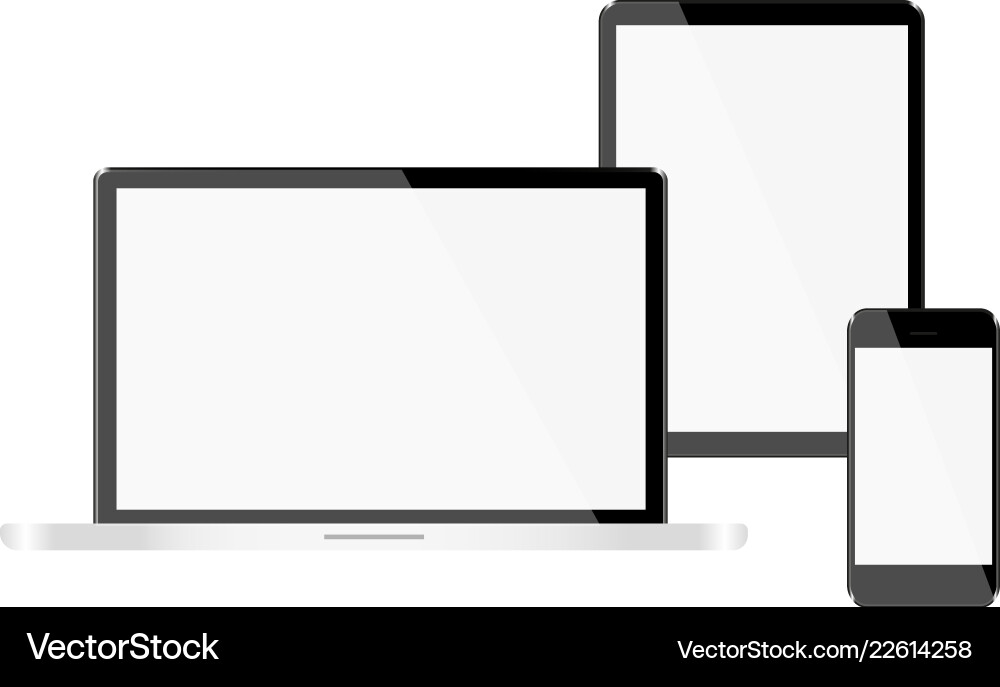 Set laptop and tablet phone with bright Royalty Free Vector