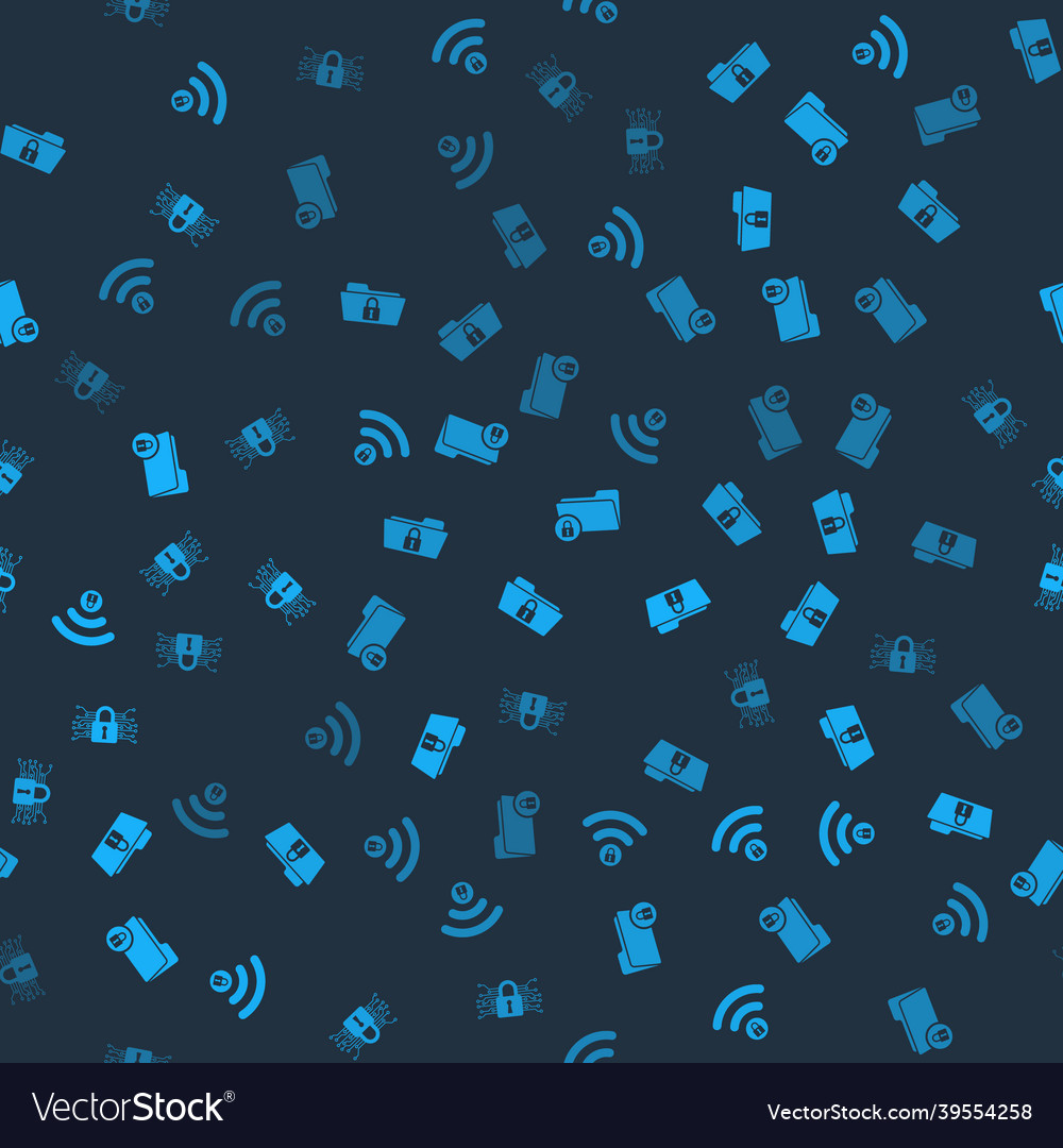 Set Wifi Locked Folder And And Cyber Security Vector Image