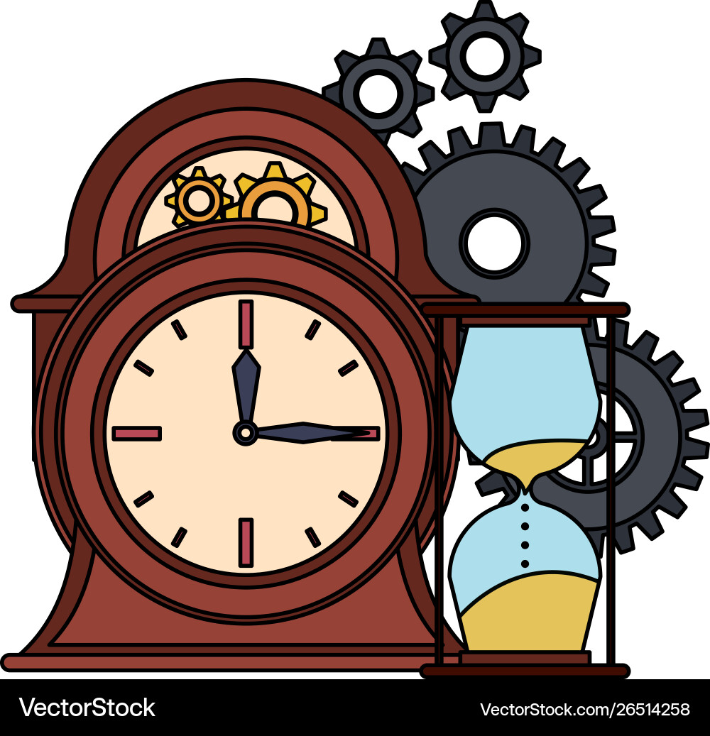 Time clock watch alarm cartoon Royalty Free Vector Image