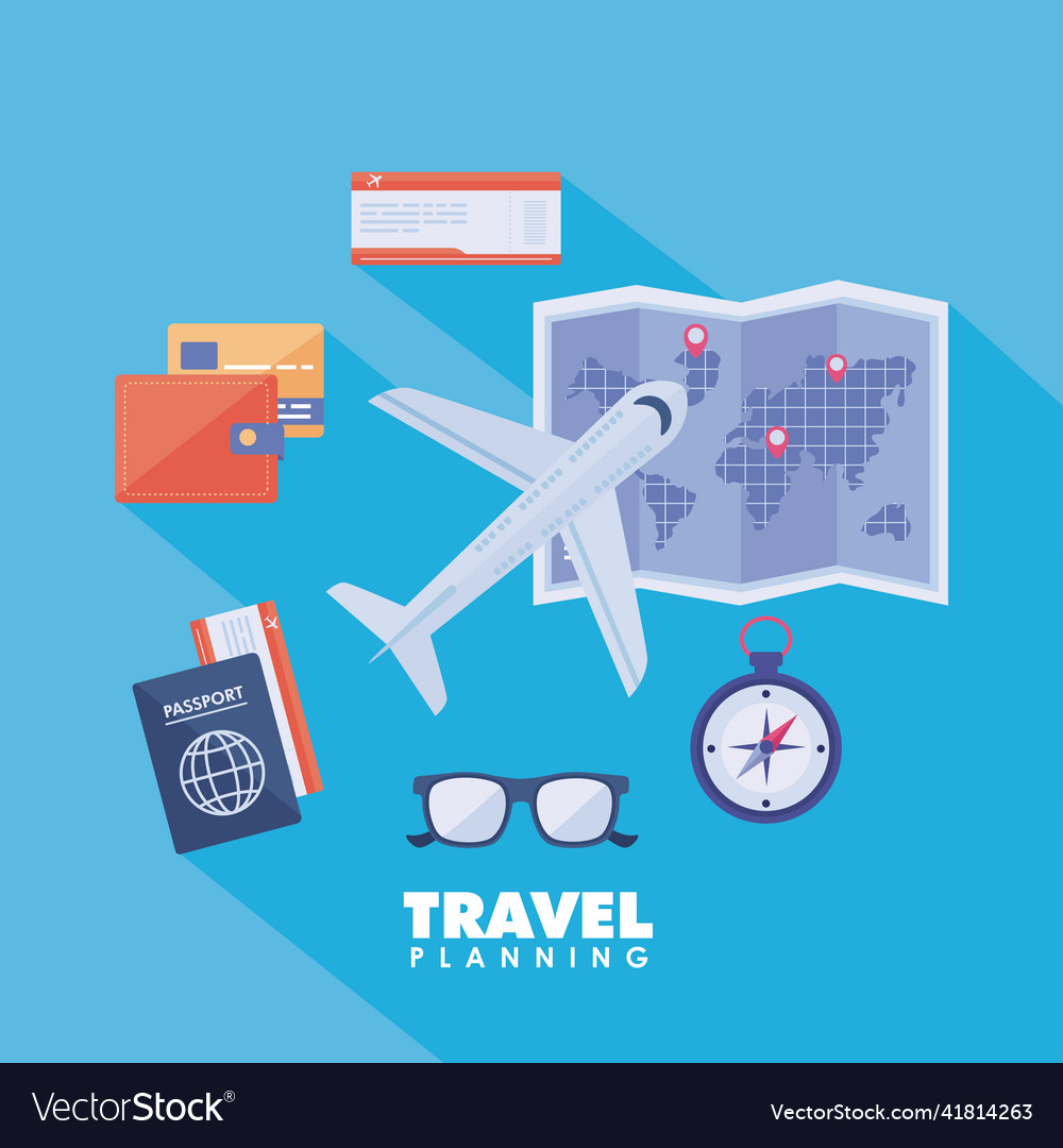 Airplane and travel icons Royalty Free Vector Image