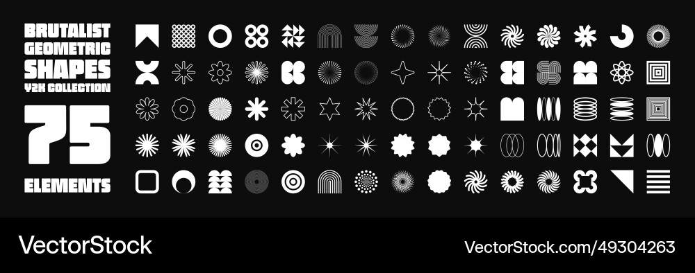 Brutalist geometric shapes symbols simple Vector Image