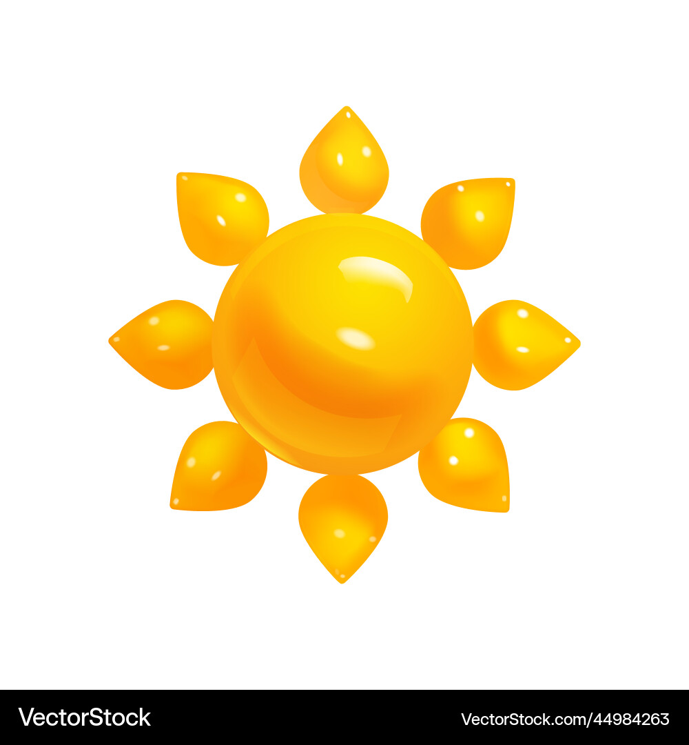 Cartoon sun in 3d realistic style Royalty Free Vector Image