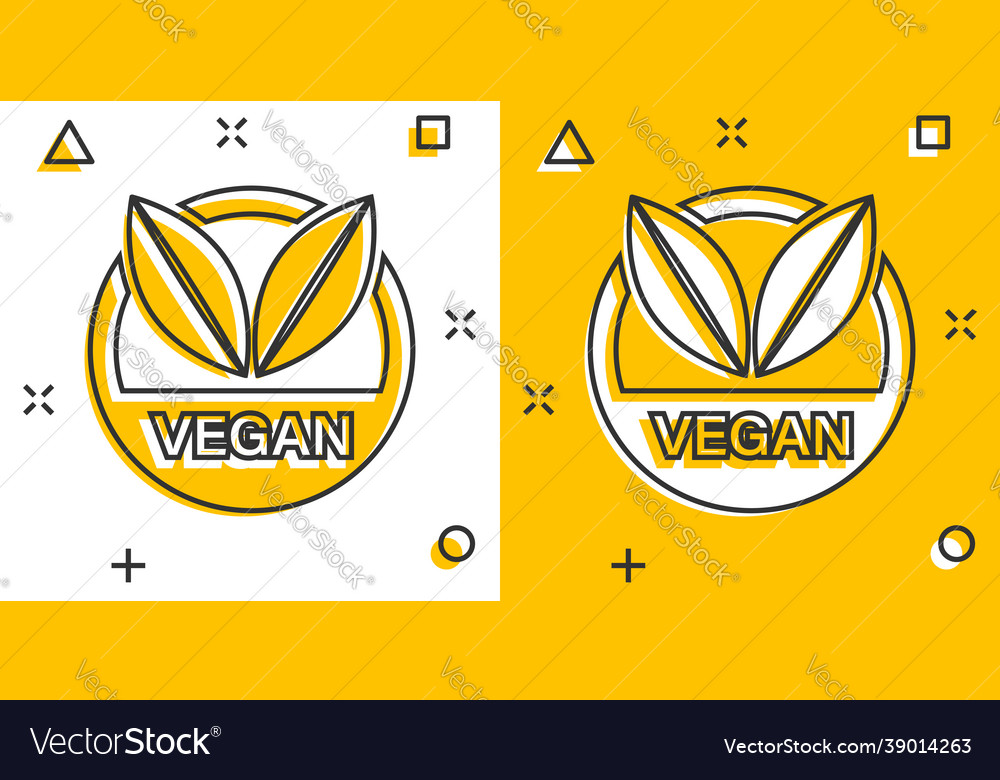 Cartoon vegan label badge icon in comic style Vector Image Cartoon vegan label badge icon in comic style Vector Image