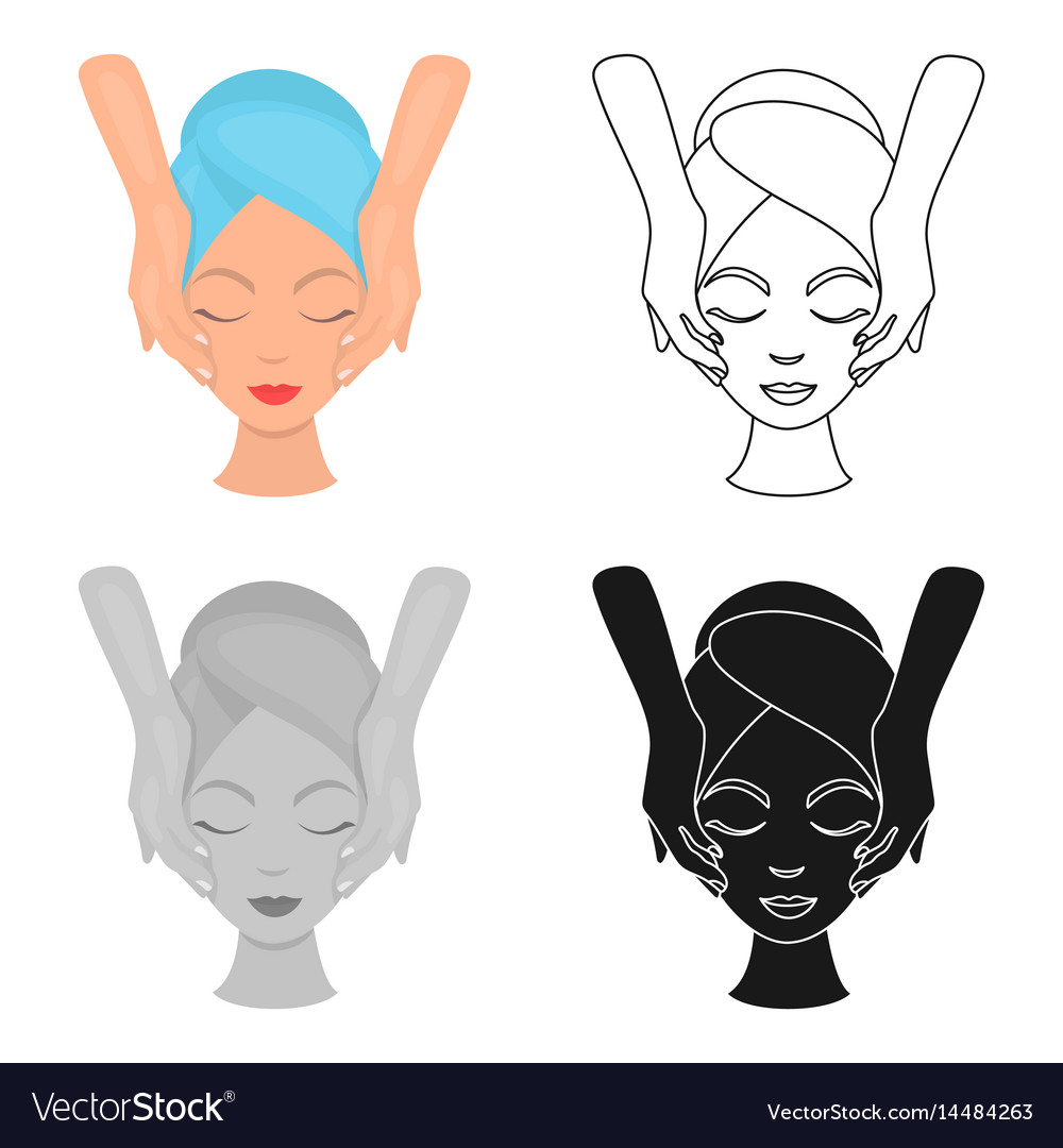 Facial massage icon in cartoon style isolated Vector Image