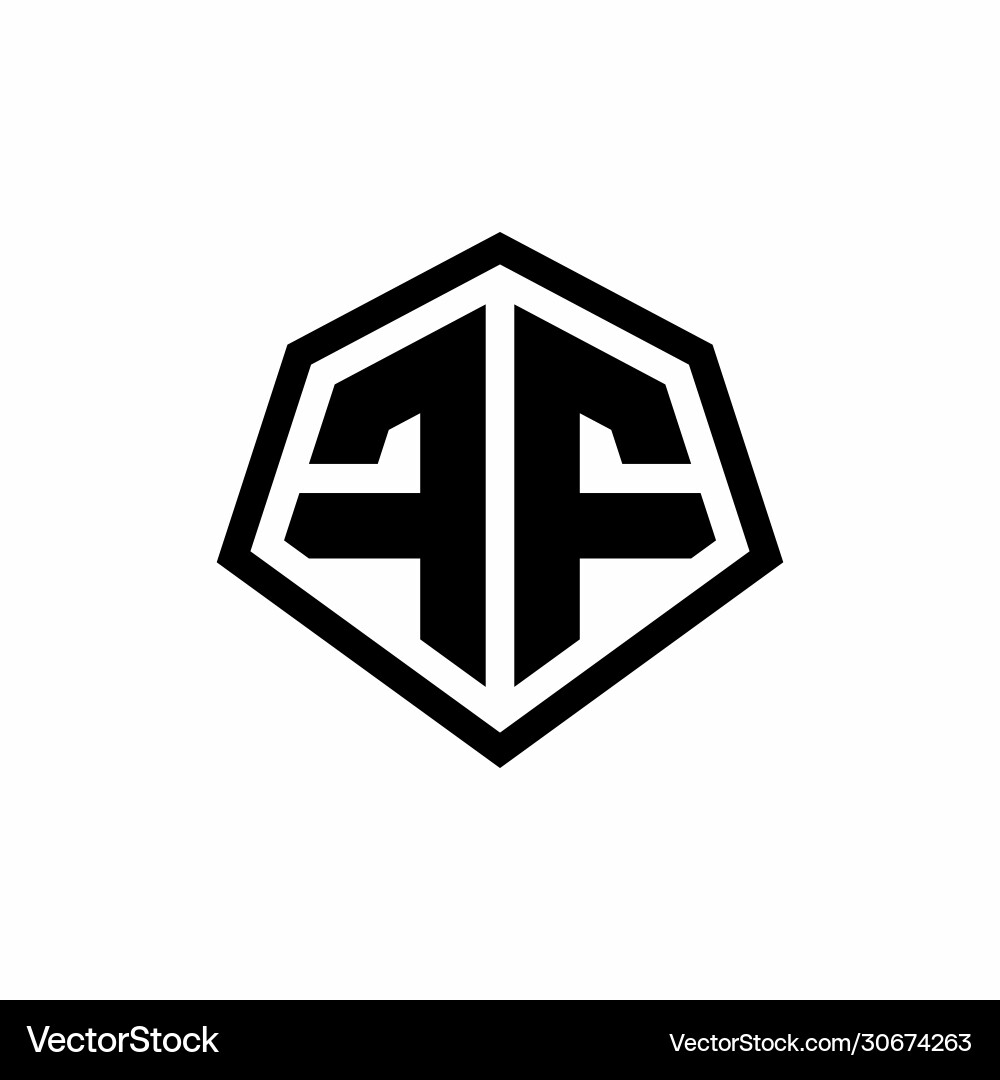 Ff monogram logo with hexagon shape and line Vector Image
