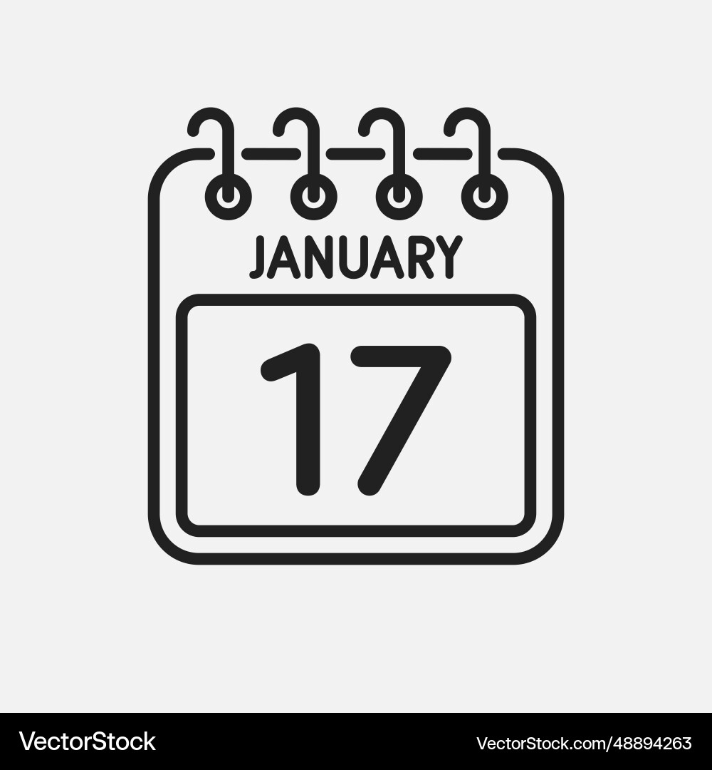 Icon page calendar day - 17 january Royalty Free Vector