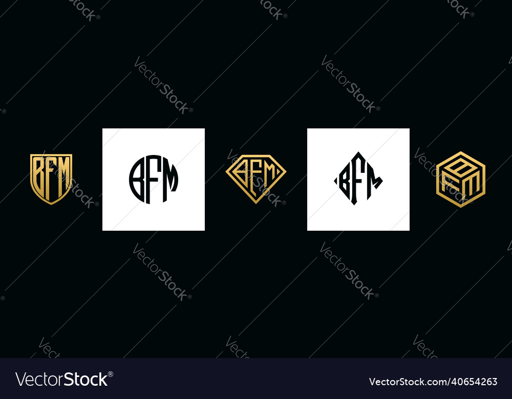 Initial letters bfm logo designs bundle Royalty Free Vector