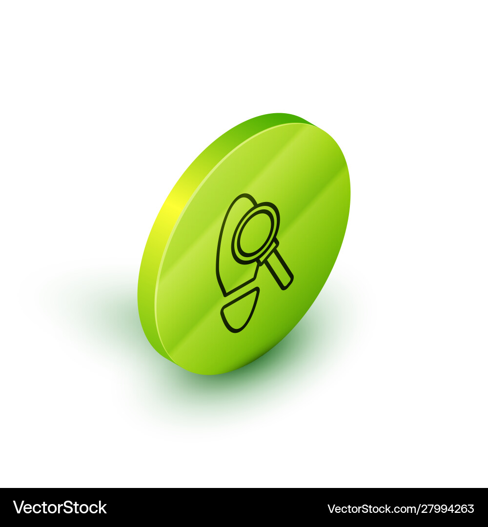 Isometric line magnifying glass with footsteps Vector Image