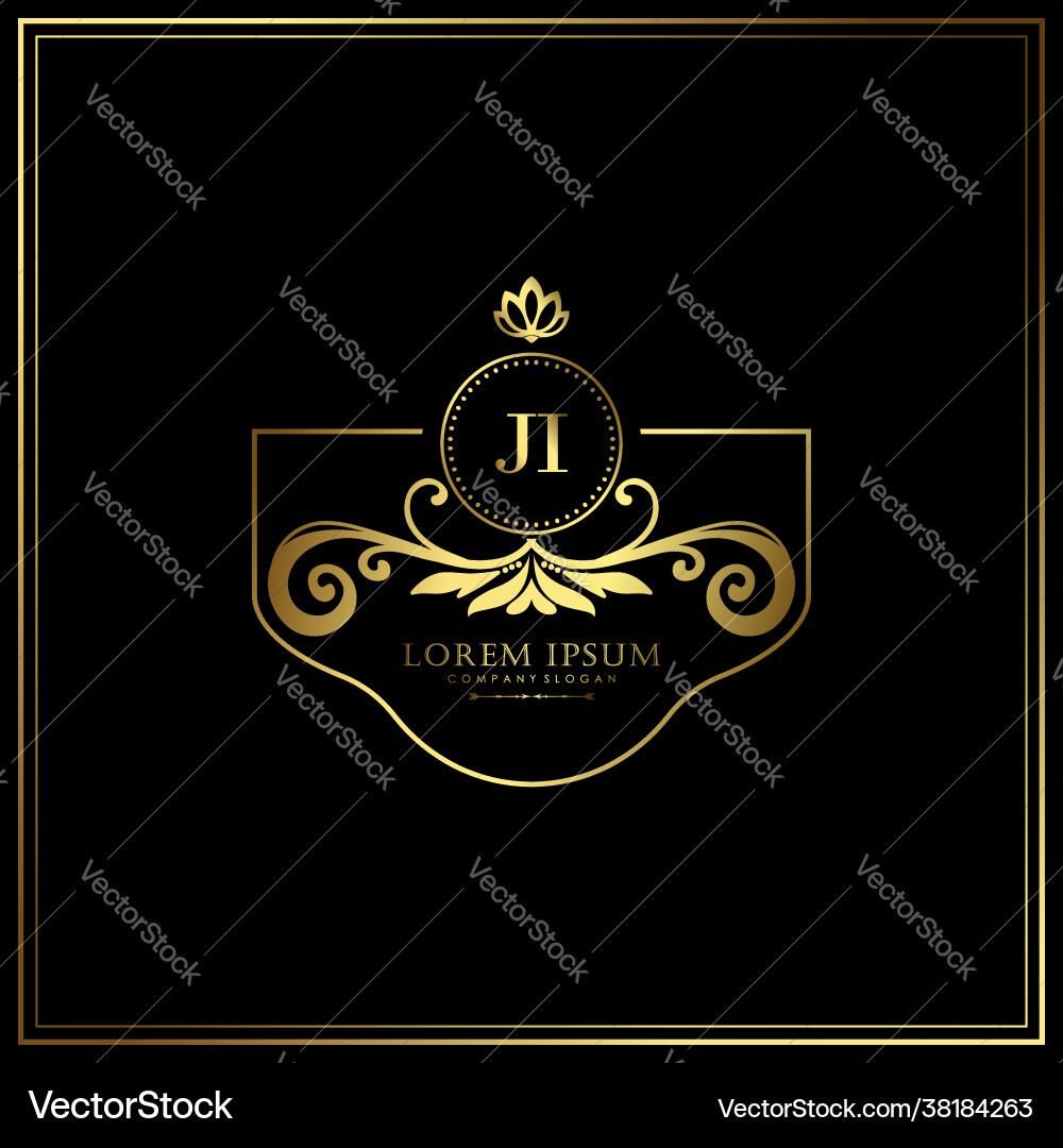Ji initial letter luxury logo template in art Vector Image