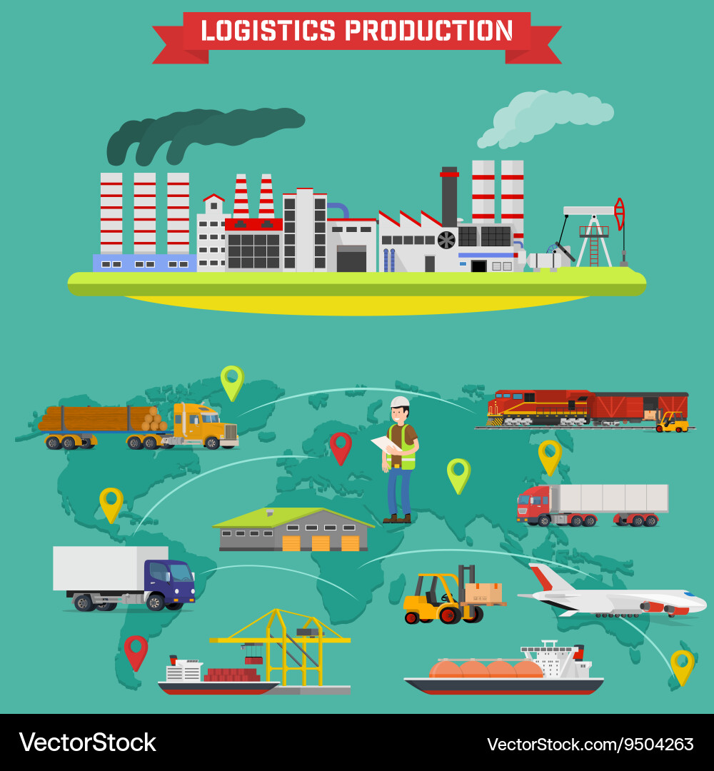 Manufacturing and logistics goods production Vector Image