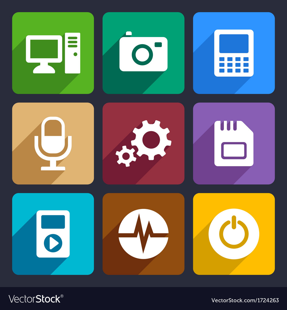 Multimedia flat icons set 9 Royalty Free Vector Image